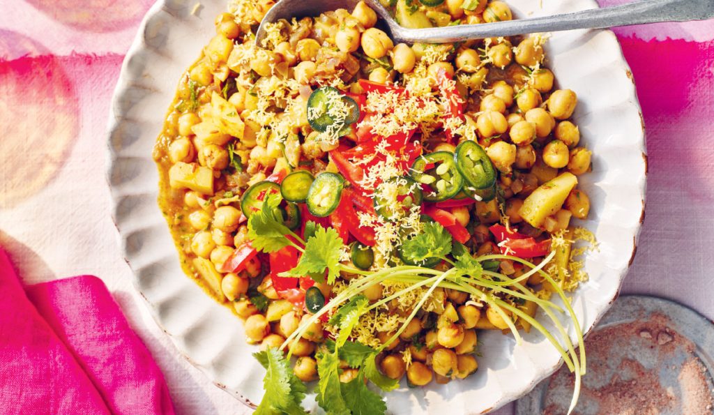 Sweet and Sour Chickpea Chaat Recipe | Om Yoga Magazine
